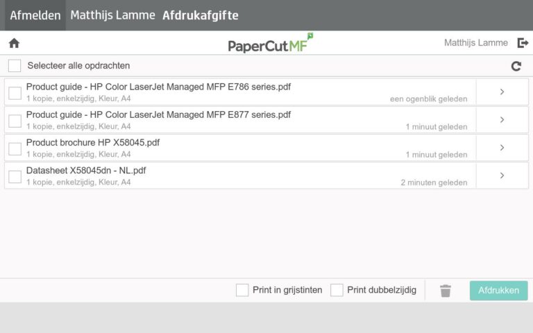 Follow-me printen met Papercut print management software